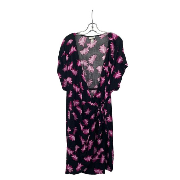 Ava & Viv | Dresses | Ava Viv Print Wrap Dress Blackmulti Short Sleeve ...